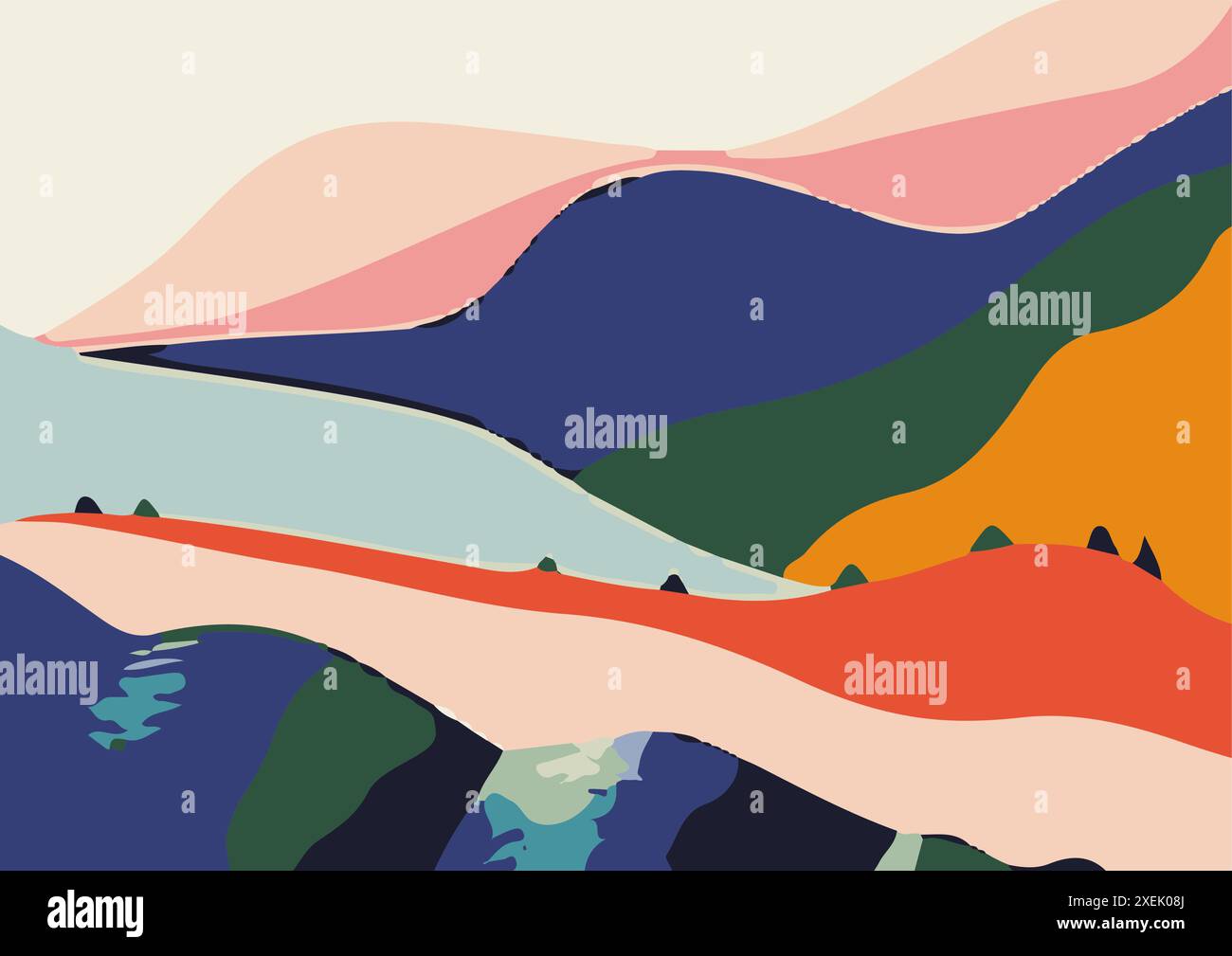 Colorful Curved Hills Landscape vector Stock Vector Image & Art - Alamy
