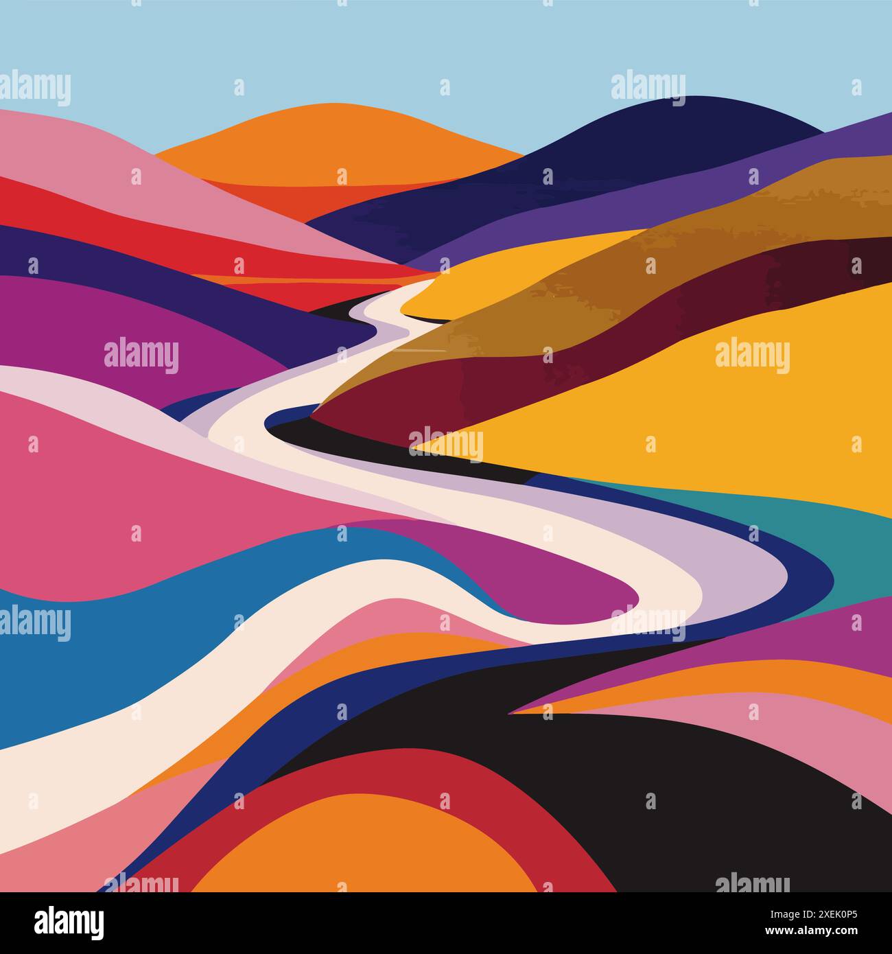 Colorful Curved Hills Landscape vector Stock Vector Image & Art - Alamy