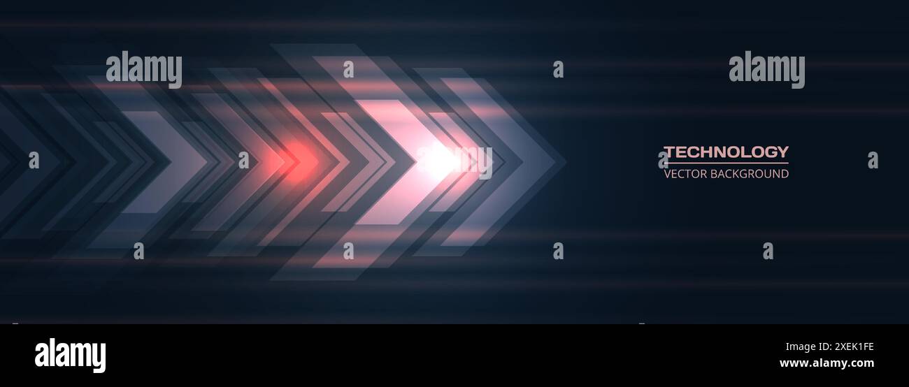 Light technology arrows on dark background. Vector abstract futuristic ...