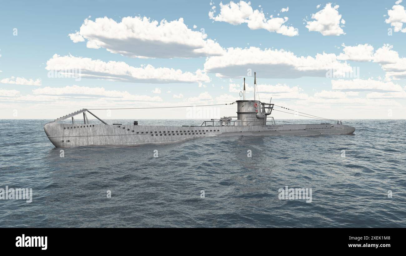 German submarine of World War II in the open sea Stock Photo - Alamy