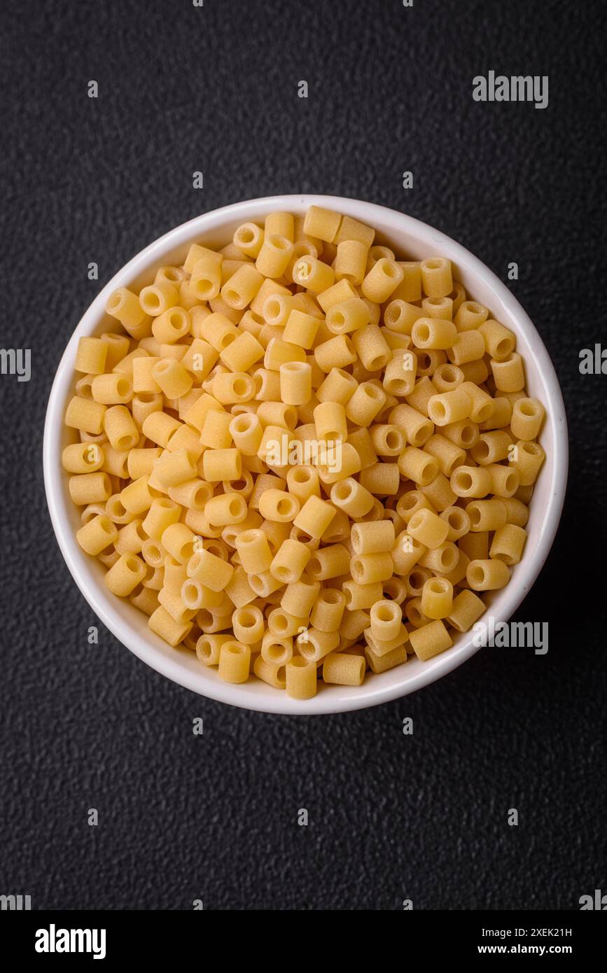 Delicious ditali pasta from durum wheat with salt and spices Stock ...