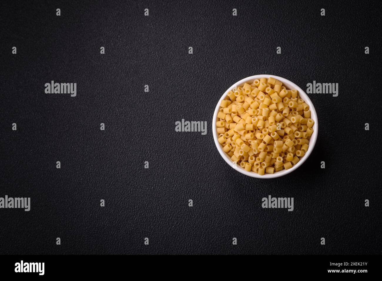 Delicious ditali pasta from durum wheat with salt and spices Stock ...