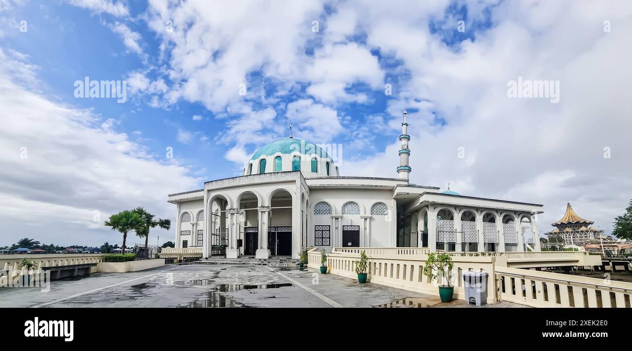 The unique India Mosque Kuching, built on the waters of the Sarawak River, Malaysia Stock Photo ...