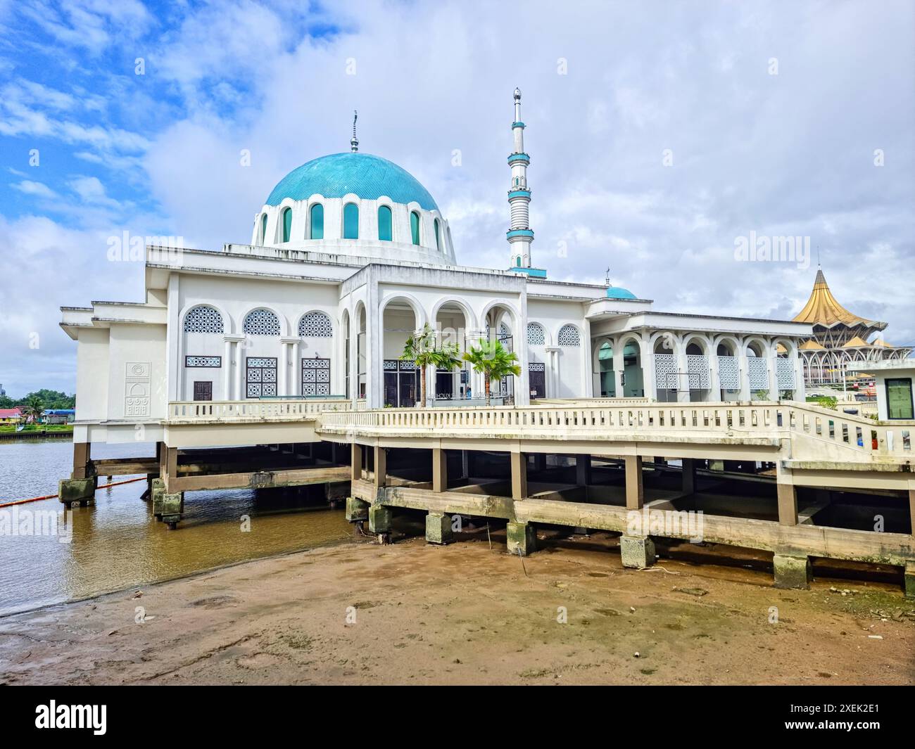 The unique India Mosque Kuching, built on the waters of the Sarawak River, Malaysia Stock Photo ...