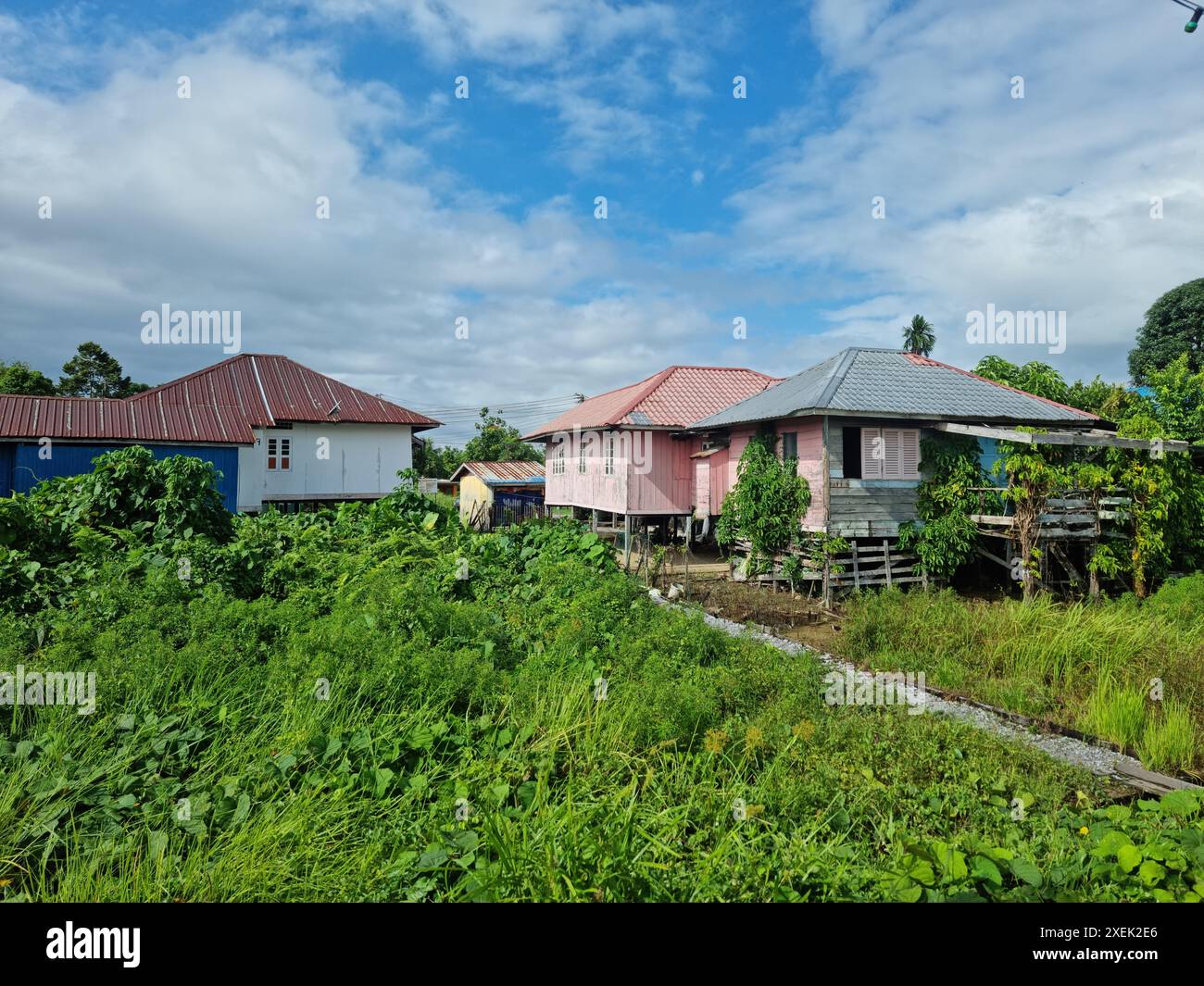 Typical Houses in Kuching, Sarawak, Borneo Island, Malaysia Stock Photo ...