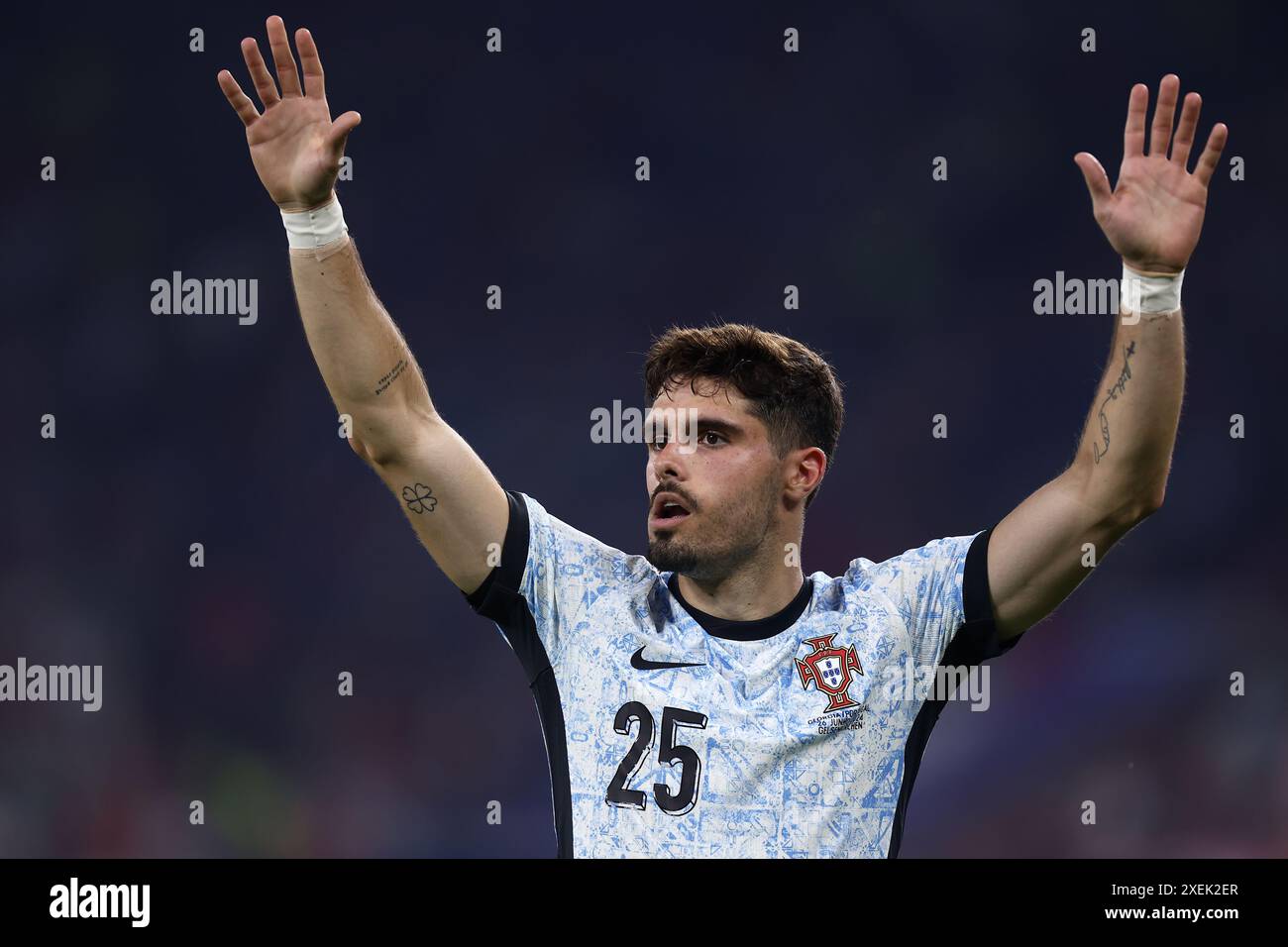 Pedro Neto of Portugal gestures during the Uefa Euro 2024 Group F match ...
