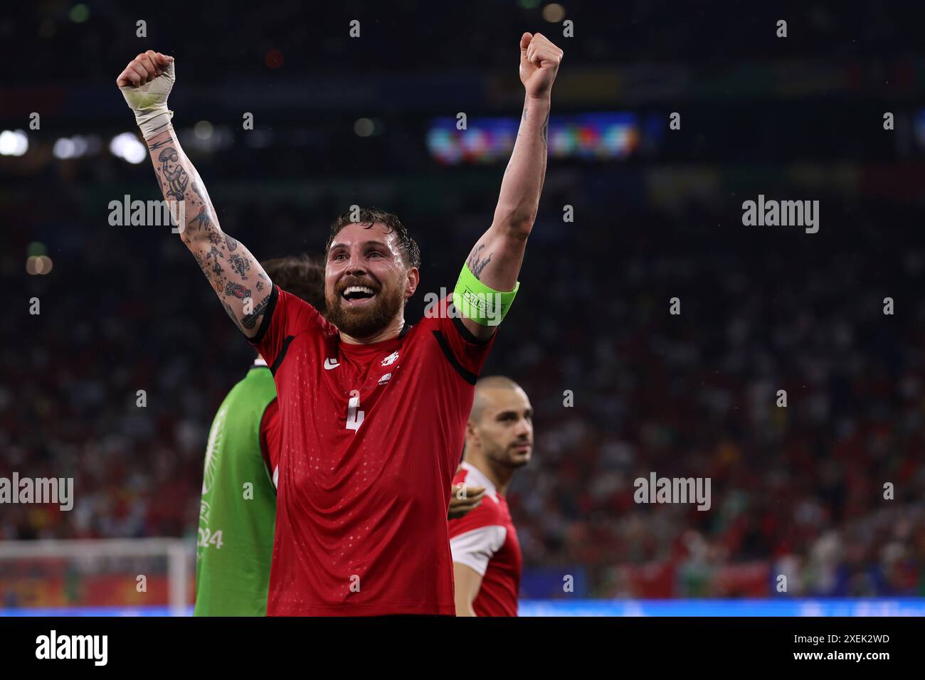 Guram Kashia of Georgia celebrates at the end of the Uefa Euro 2024 ...