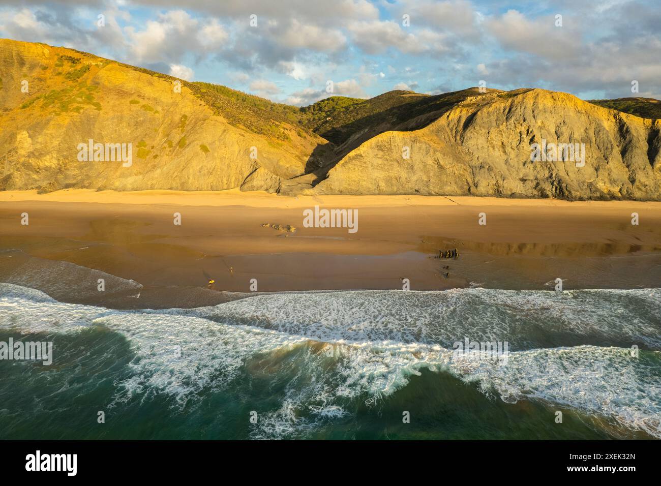 High-Altitude Drone View of the Stunning Cordoama Beach in Algarve ...