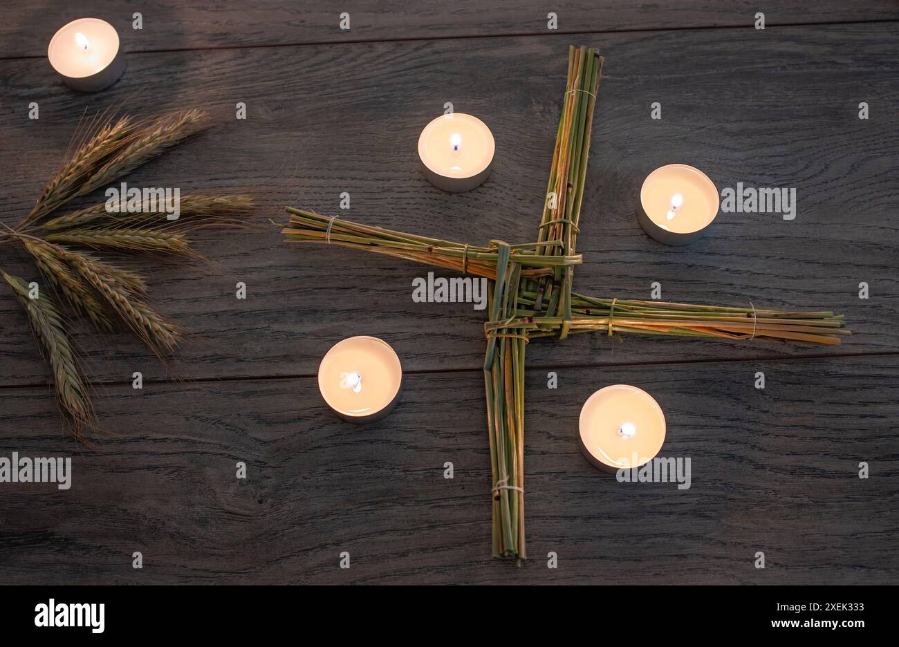 Wiccan altar for Imbolc sabbath. winter-spring pagan festive ritual ...