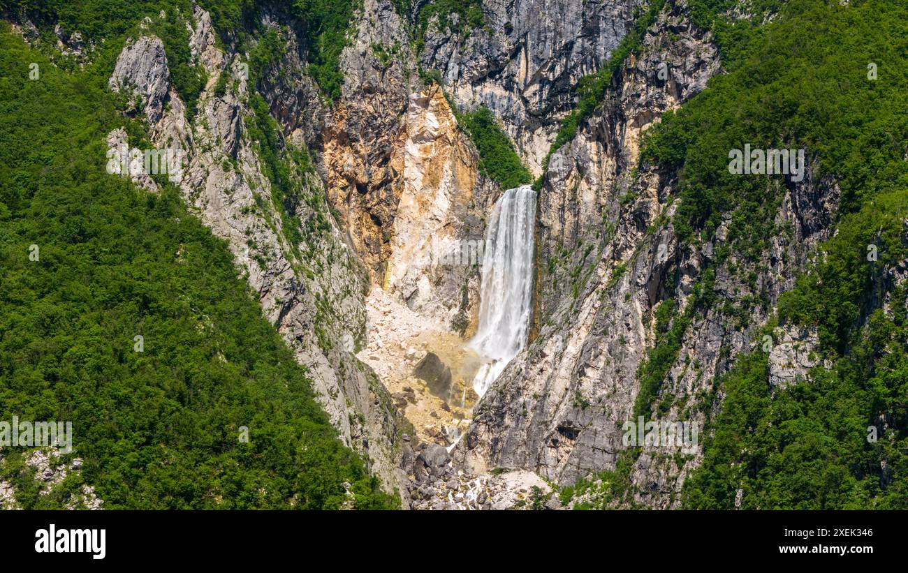 Scenic Aerial Perspective of Boka Waterfall, Slovenia Stock Photo - Alamy