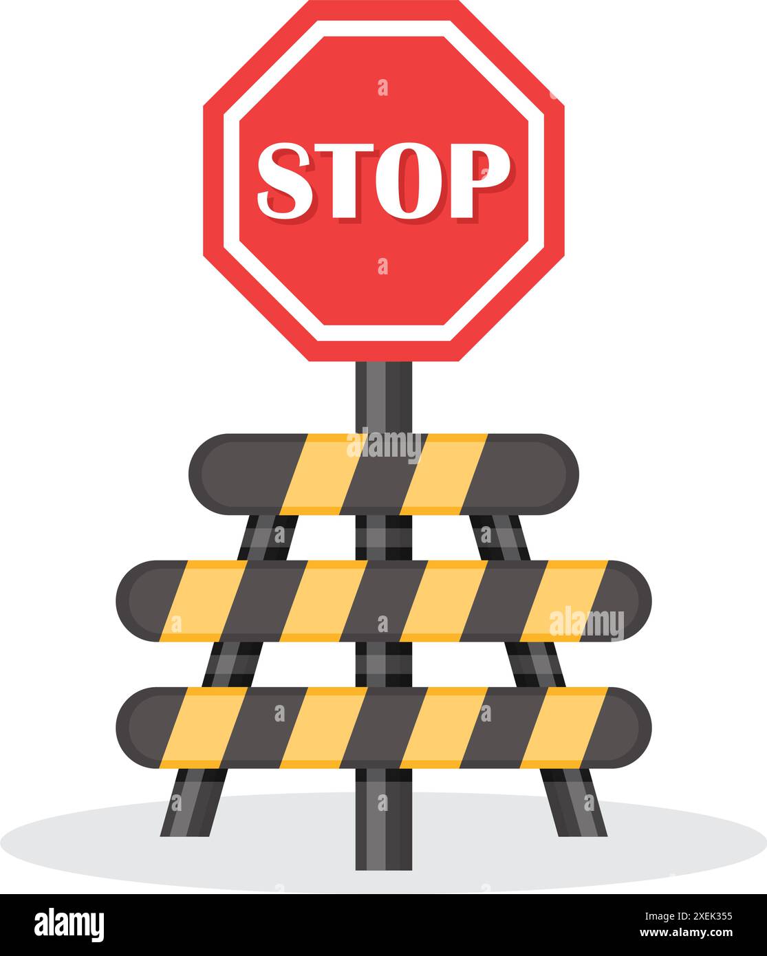 Stop Traffic Road Barrier Icon In Flat Style Roadwork Vector Illustration On Isolated
