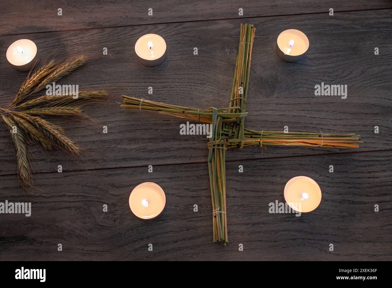 Wiccan altar for Imbolc sabbath. winter-spring pagan festive ritual ...