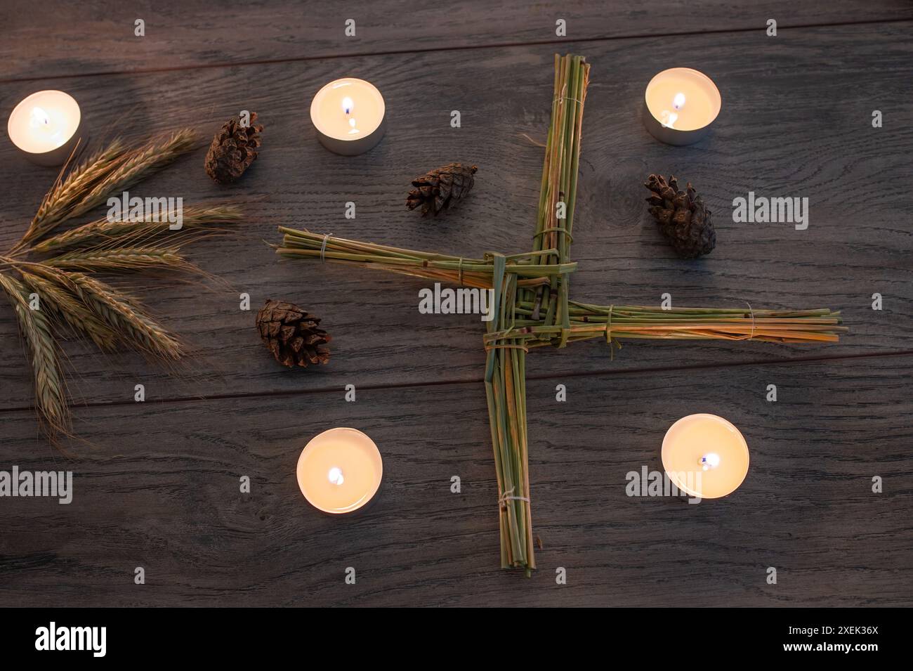 Wiccan altar for Imbolc sabbath. winter-spring pagan festive ritual ...