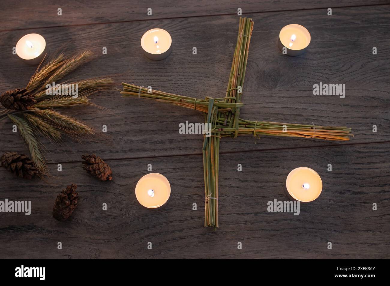 Wiccan altar for Imbolc sabbath. winter-spring pagan festive ritual ...