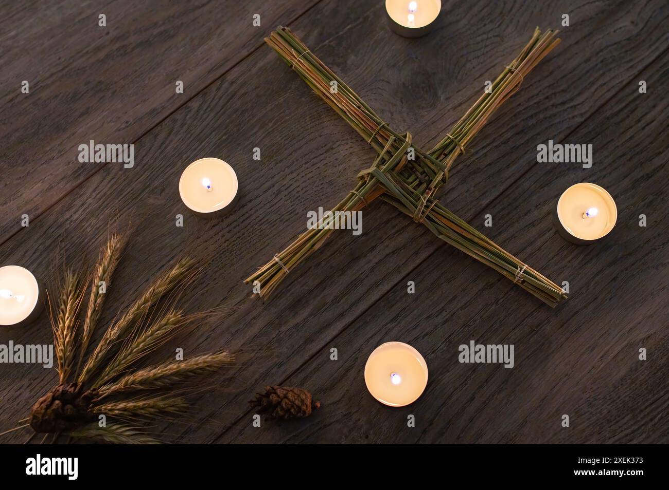 Wiccan altar for Imbolc sabbath. winter-spring pagan festive ritual ...