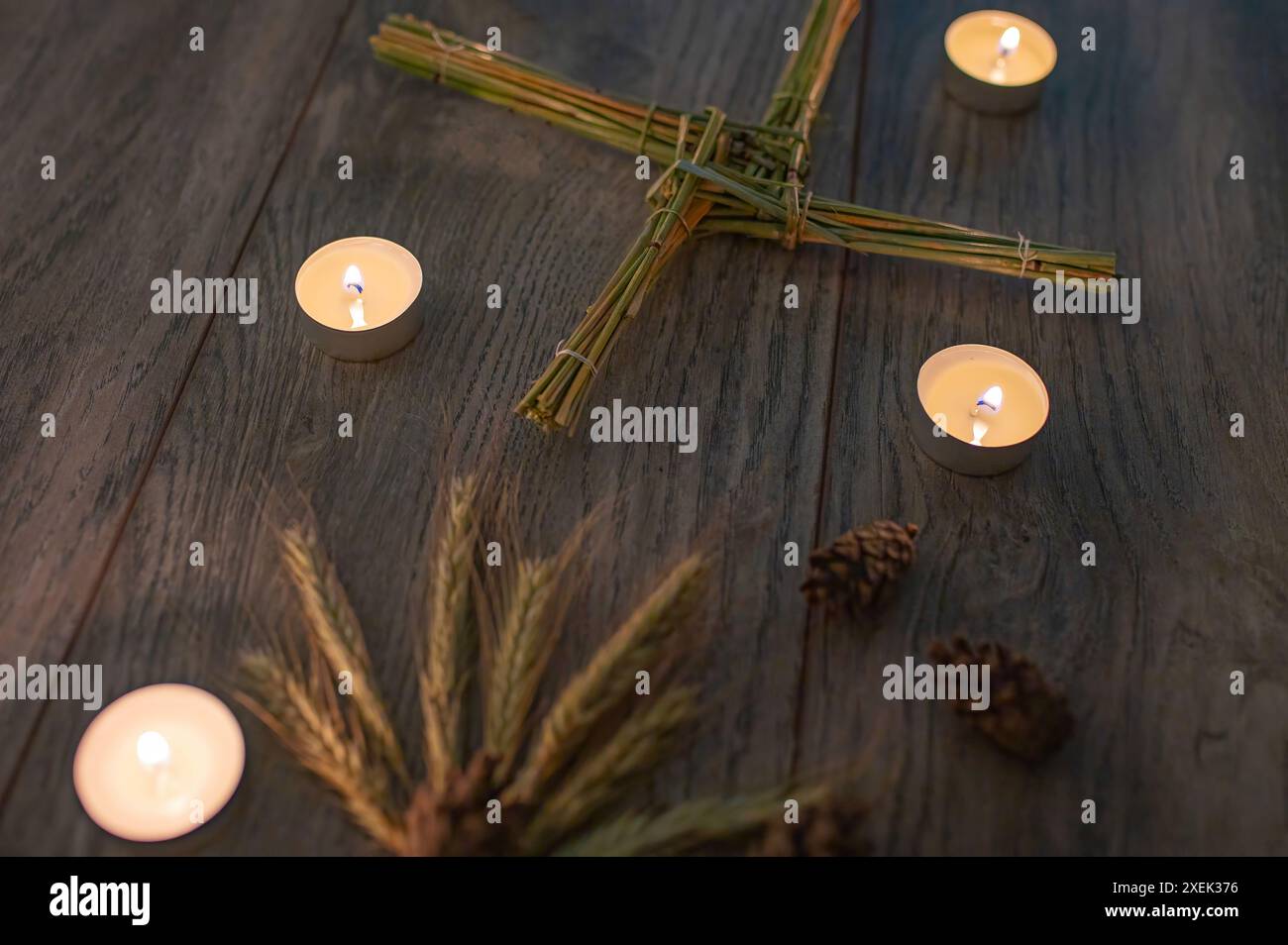 Wiccan altar for Imbolc sabbath. winter-spring pagan festive ritual ...