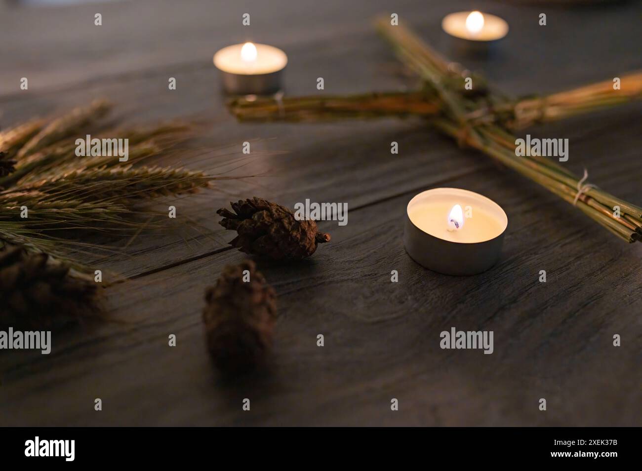 Wiccan altar for Imbolc sabbath. winter-spring pagan festive ritual ...