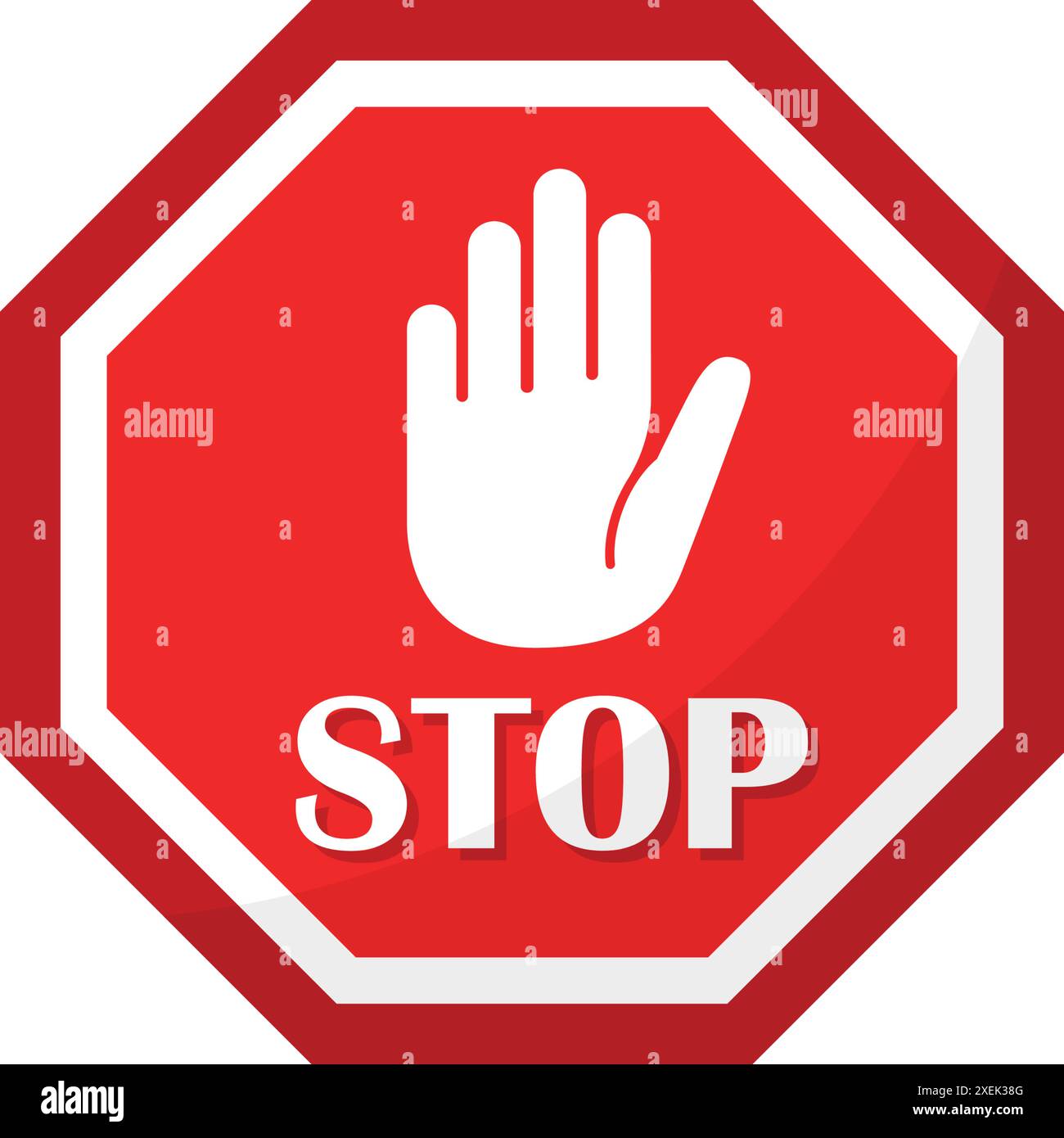 Stop sign with hand icon in flat style. Traffic control vector ...