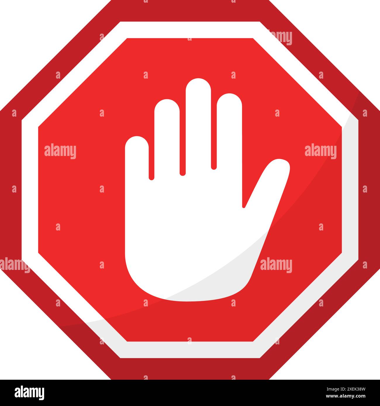 Stop sign with hand icon in flat style. Traffic control vector ...