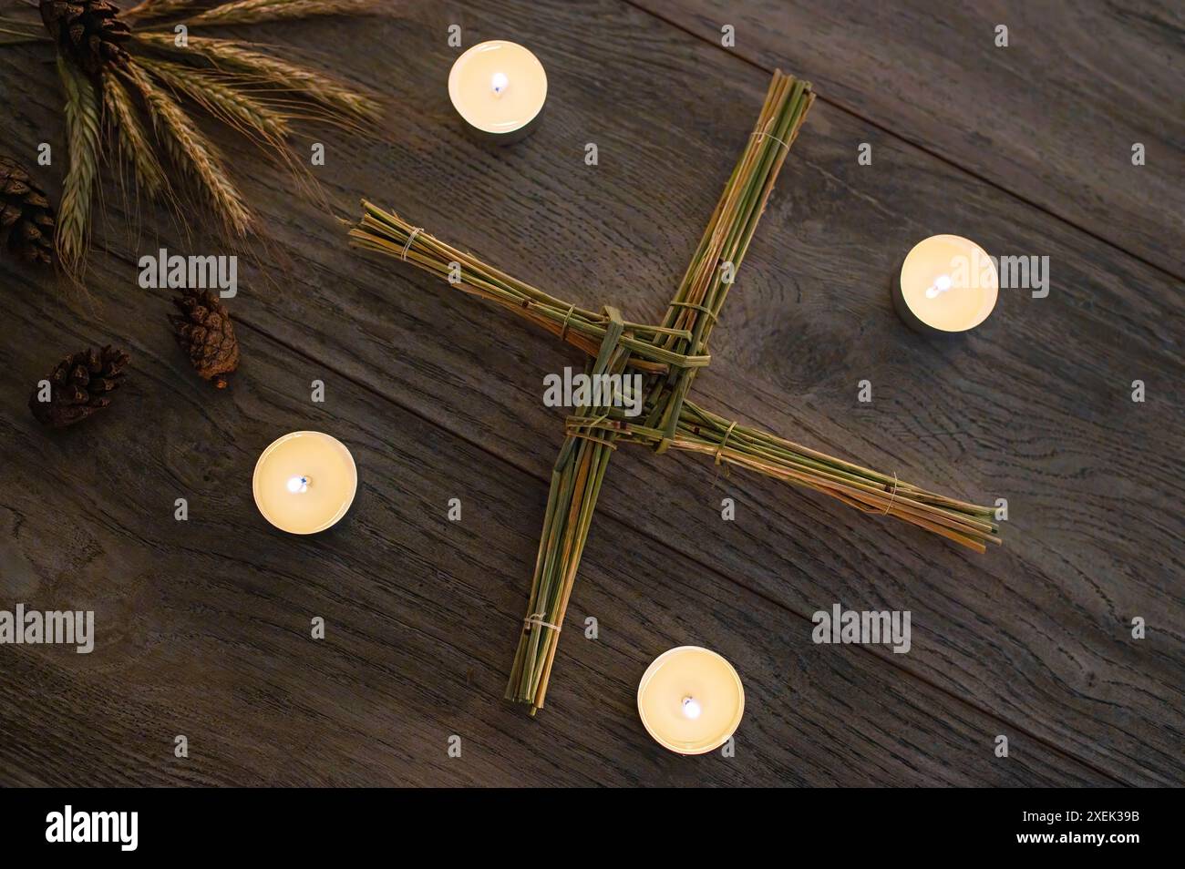 Wiccan altar for Imbolc sabbath. winter-spring pagan festive ritual ...