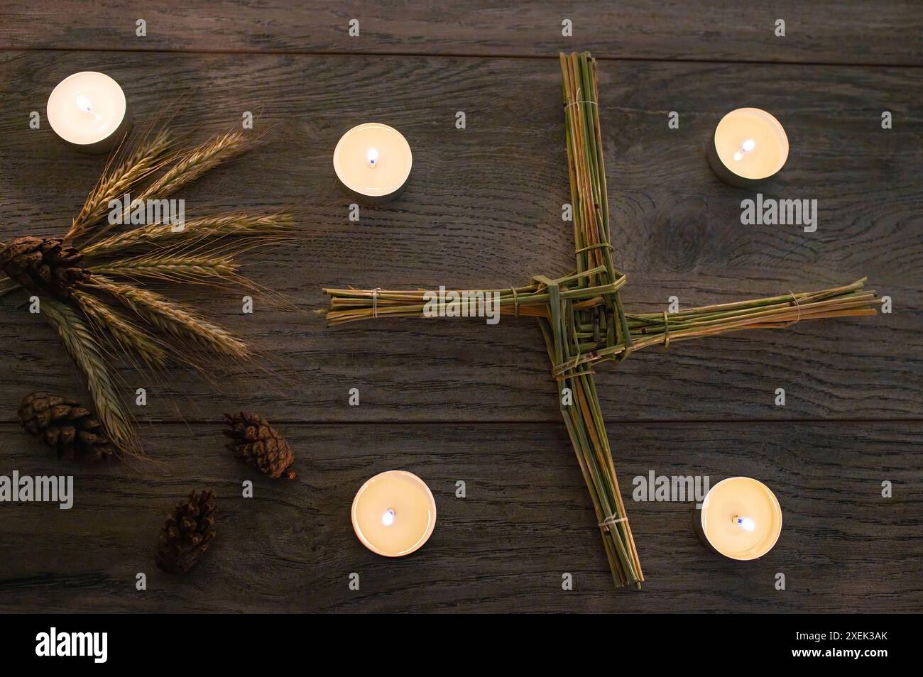 Wiccan altar for Imbolc sabbath. winter-spring pagan festive ritual ...