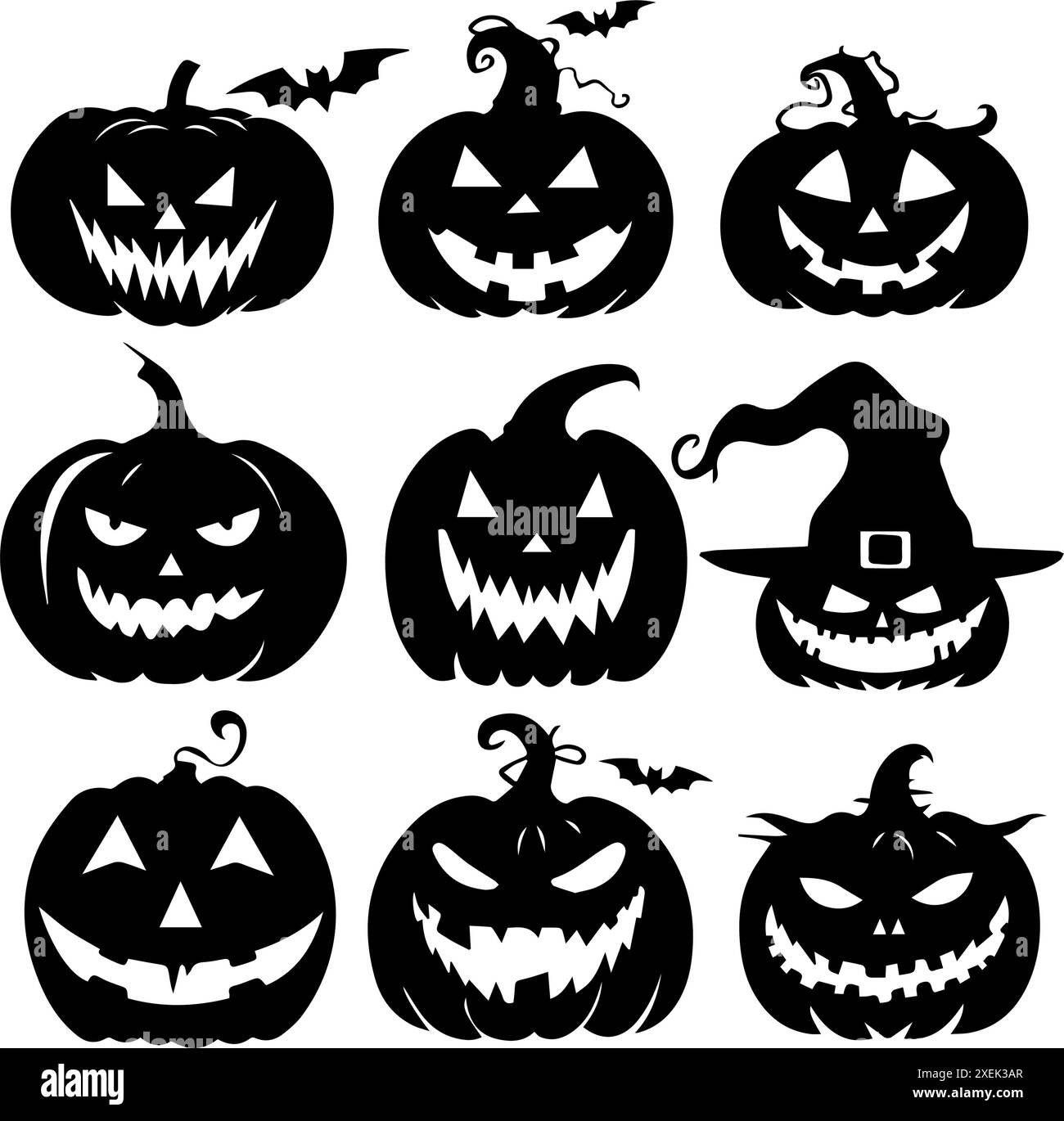 Spooky Pumpkin Silhouettes Collection vector Stock Vector Image & Art ...
