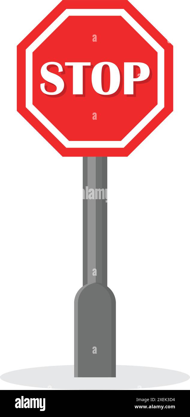 Stop sign icon in flat style. Traffic control vector illustration on ...