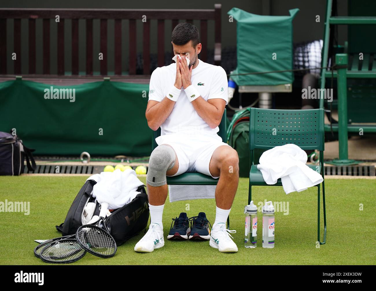 Novak Djokovic on the practice court at the All England Lawn Tennis and ...