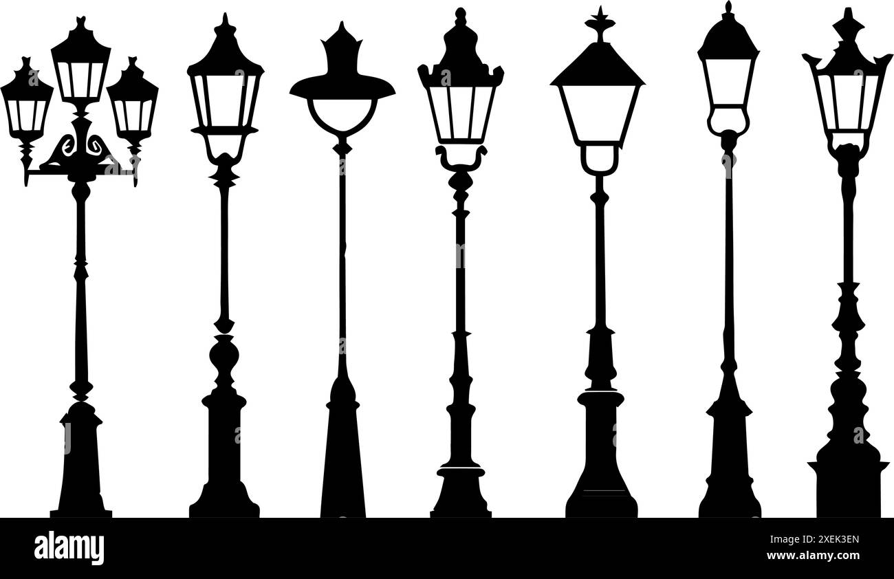 Vintage Street Lamps Silhouettes vector Stock Vector Image & Art - Alamy