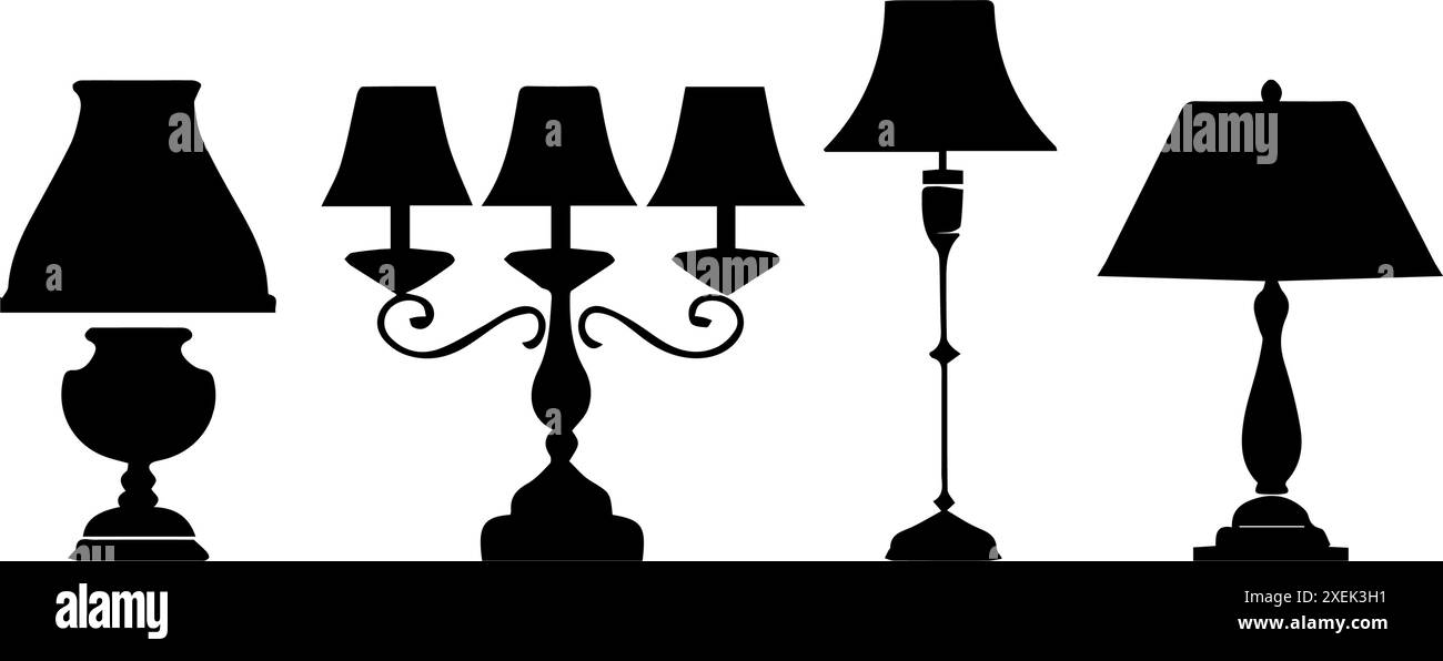 Vintage Table Lamps Silhouettes vector Stock Vector Image & Art - Alamy