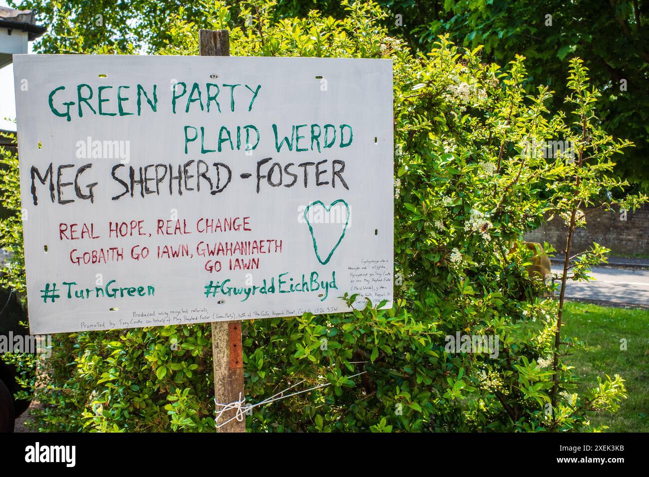 UK Election July 2024 - Vote Green Party election sign. Handpainted ...