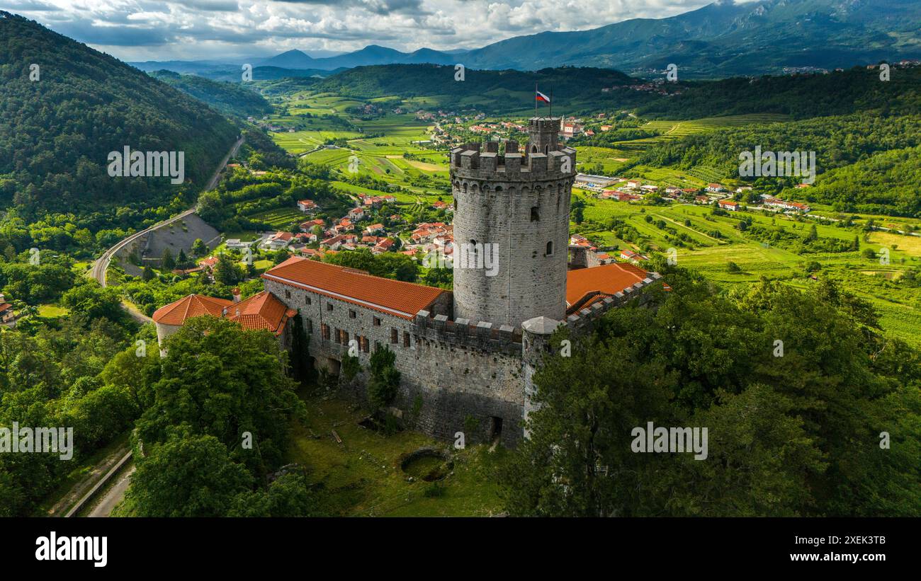 Aerial View of the Majestic Rihemberk Castle in Branik, Slovenia Stock ...