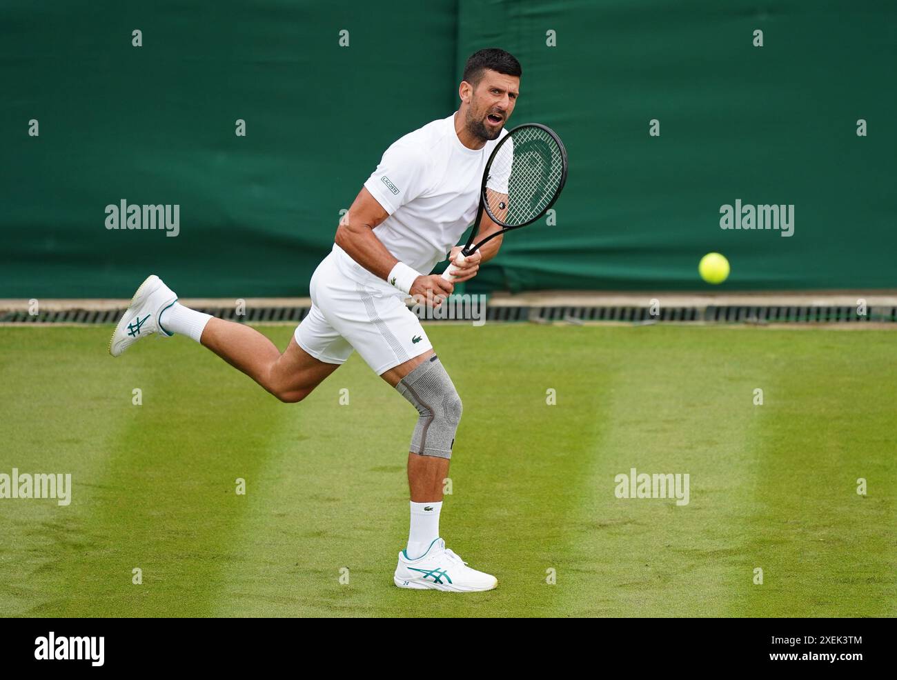 Novak Djokovic on the practice court at the All England Lawn Tennis and ...