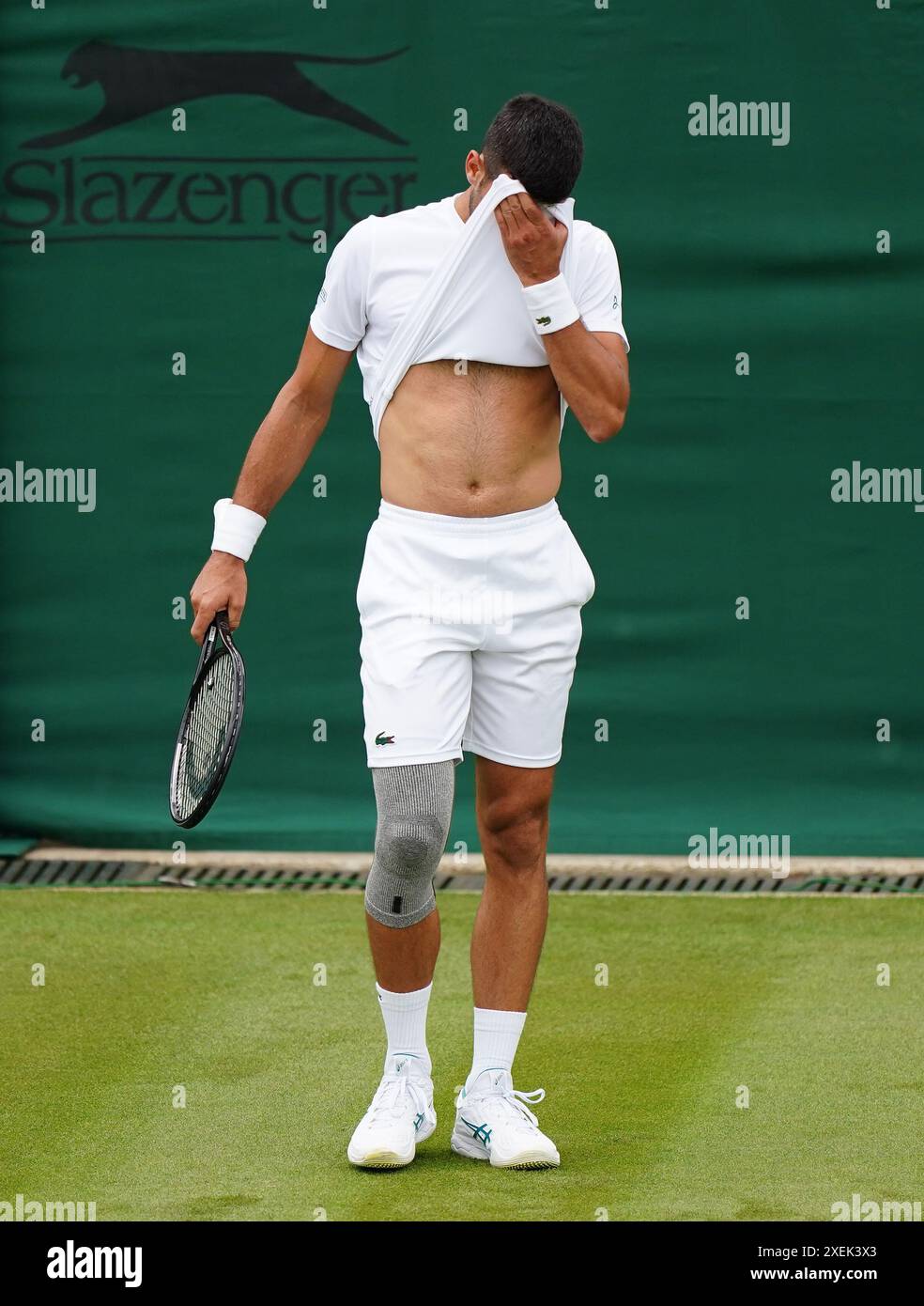Novak Djokovic on the practice court at the All England Lawn Tennis and ...