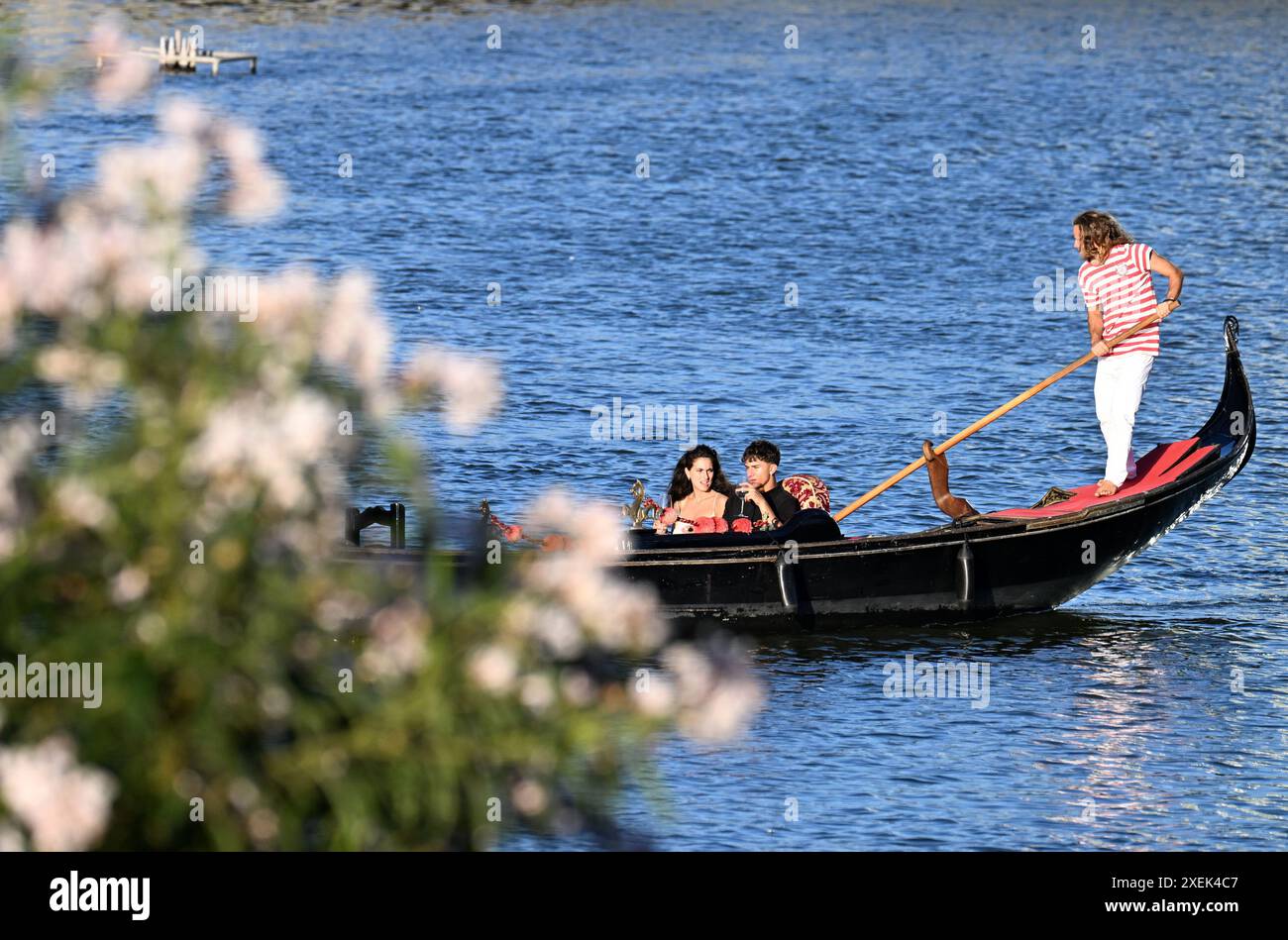 Rome, Italy. 26th June, 2024. People sail on a Gondola, a typical ...