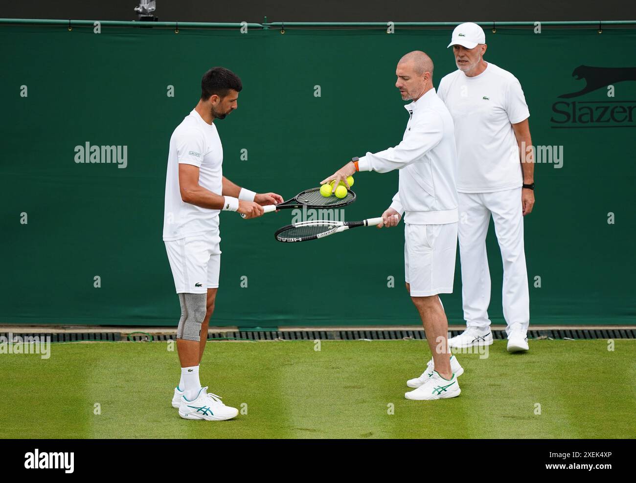 Novak Djokovic on the practice court at the All England Lawn Tennis and ...