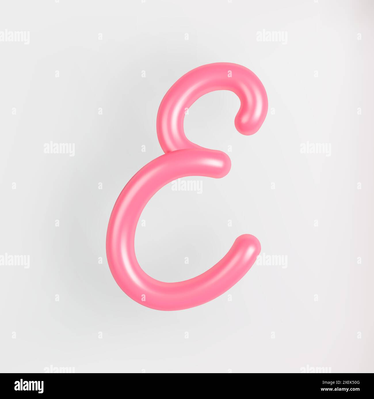 3D Pink Script Uppercase Letter E on light background. Cute Cursive ...