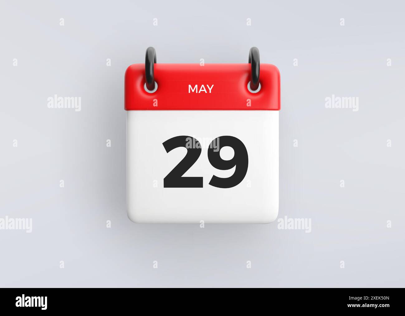3D calendar icon with date 29 May on grey background. Vector schedule ...