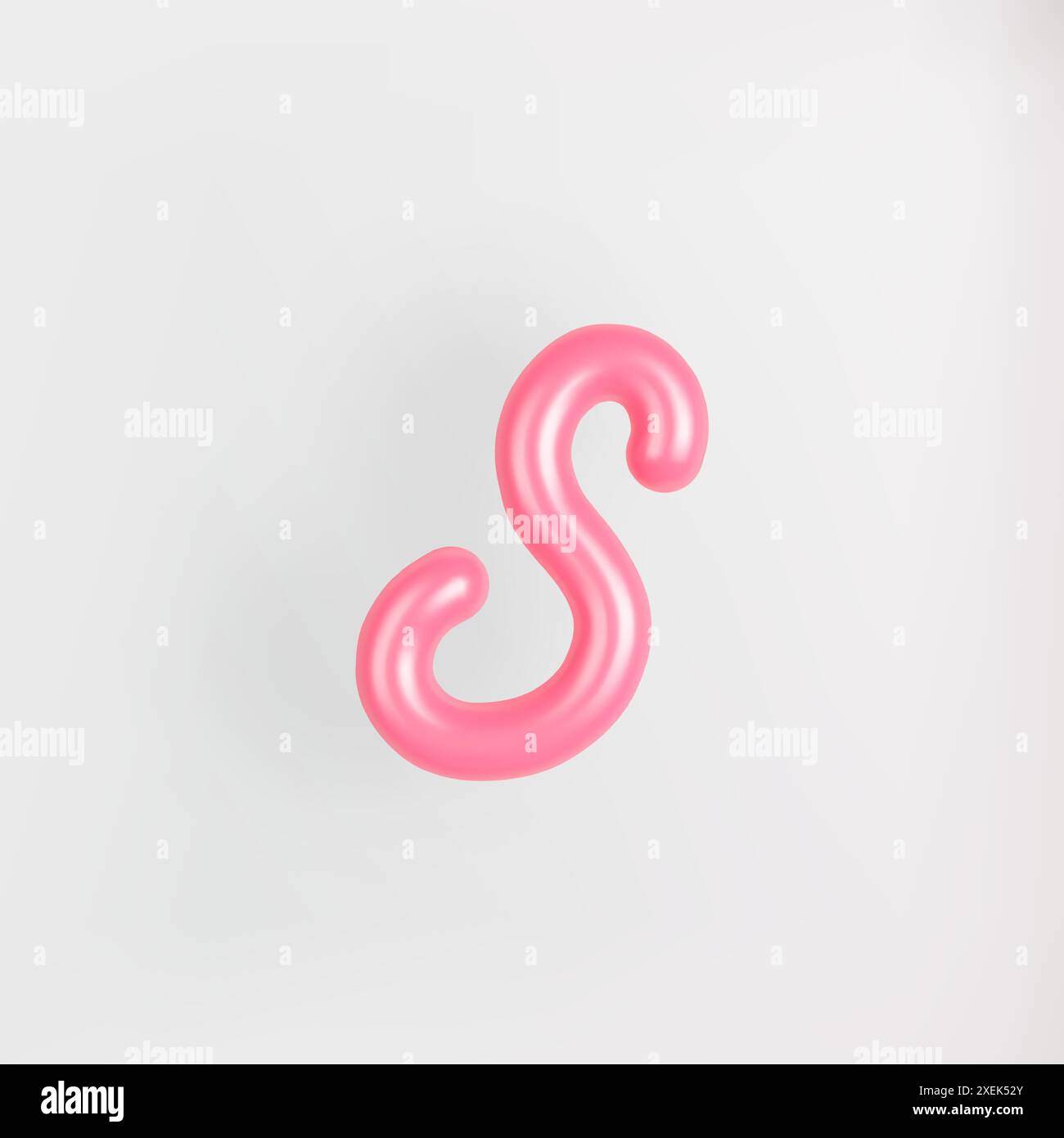 3D Pink Script Lowercase Letter S on light background. Cute Cursive ...