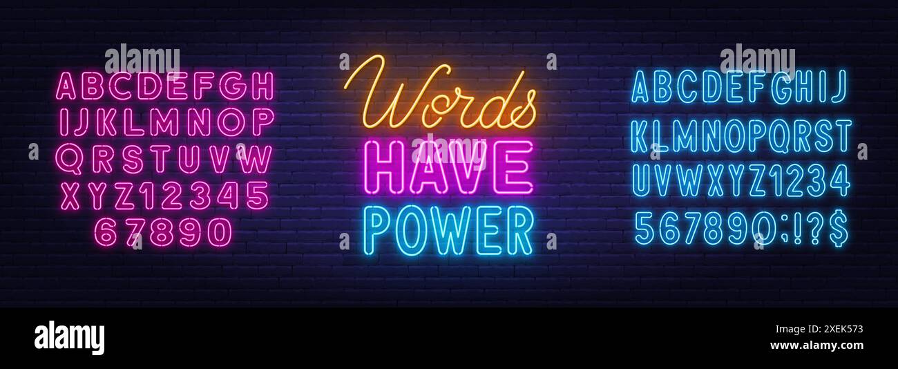 Words Have Power neon lettering on brick wall background Stock Vector ...