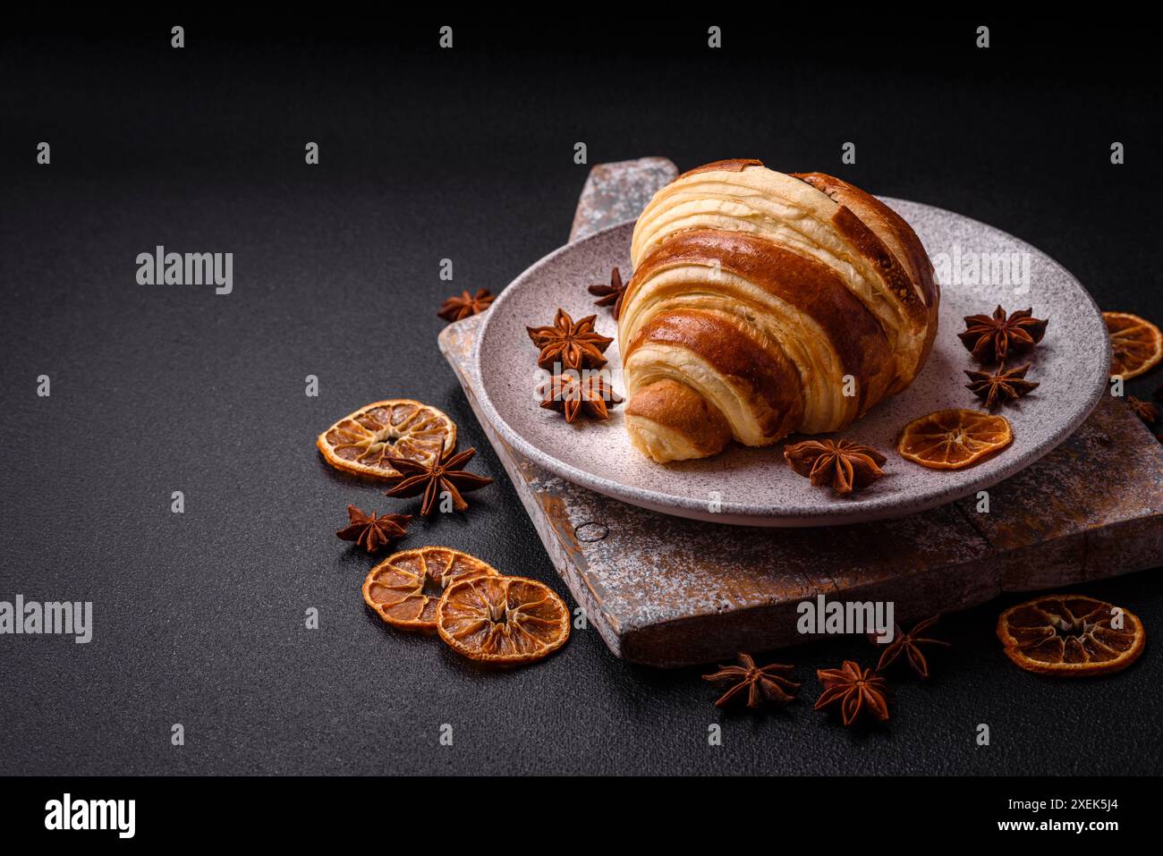 Delicious crispy sweet croissant cornet with chocolate Stock Photo - Alamy