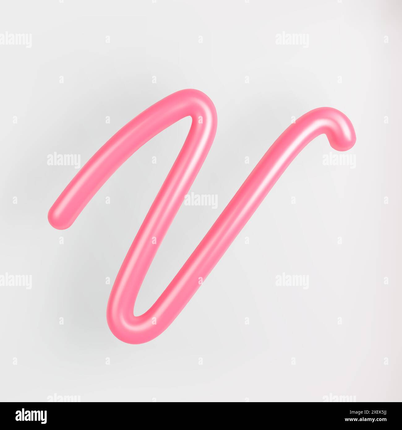 3D Pink Script Uppercase Letter V on light background. Cute Cursive ...