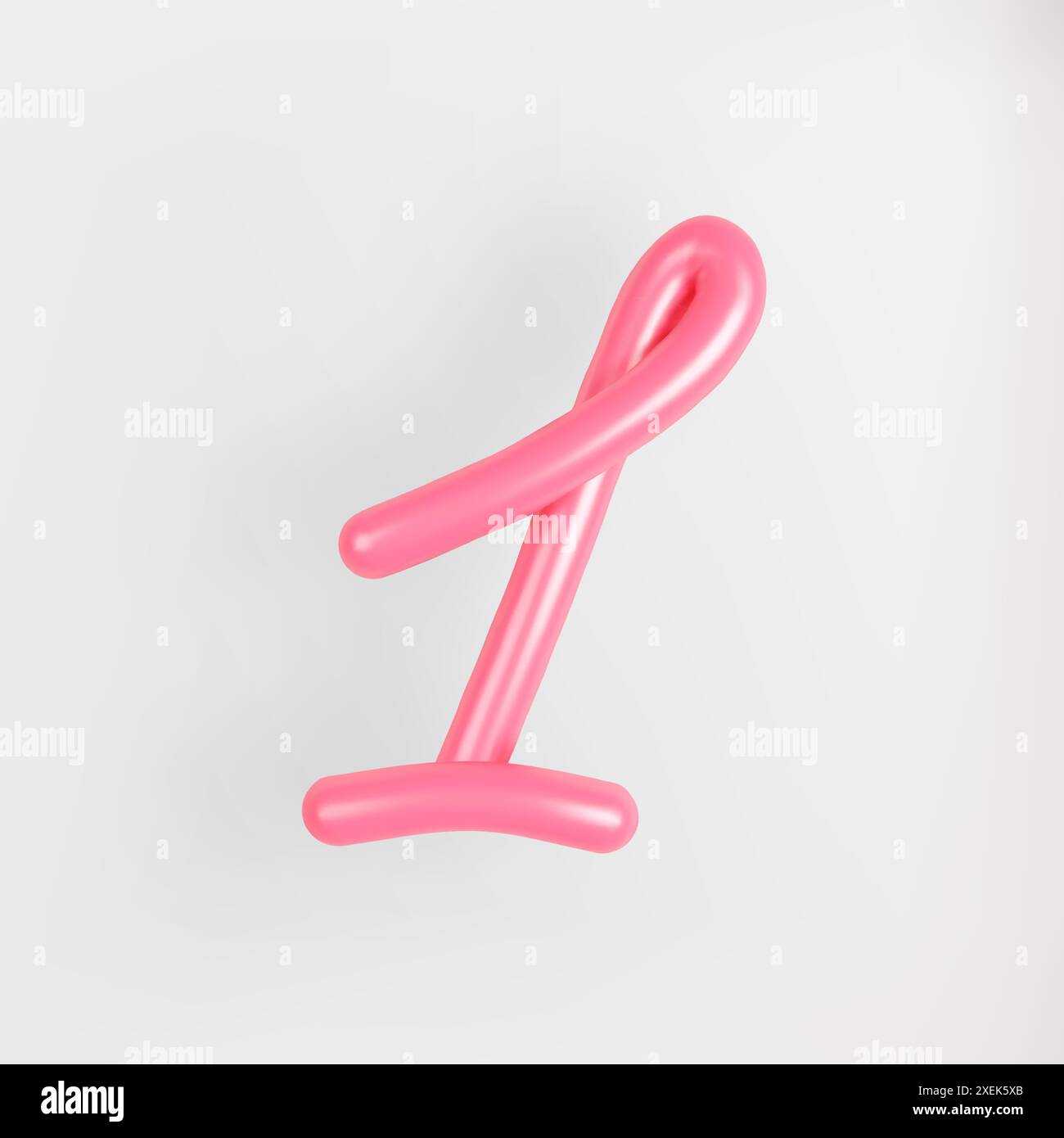 3D Pink Script Number 1 on light background. Cute Cursive Bubble ...