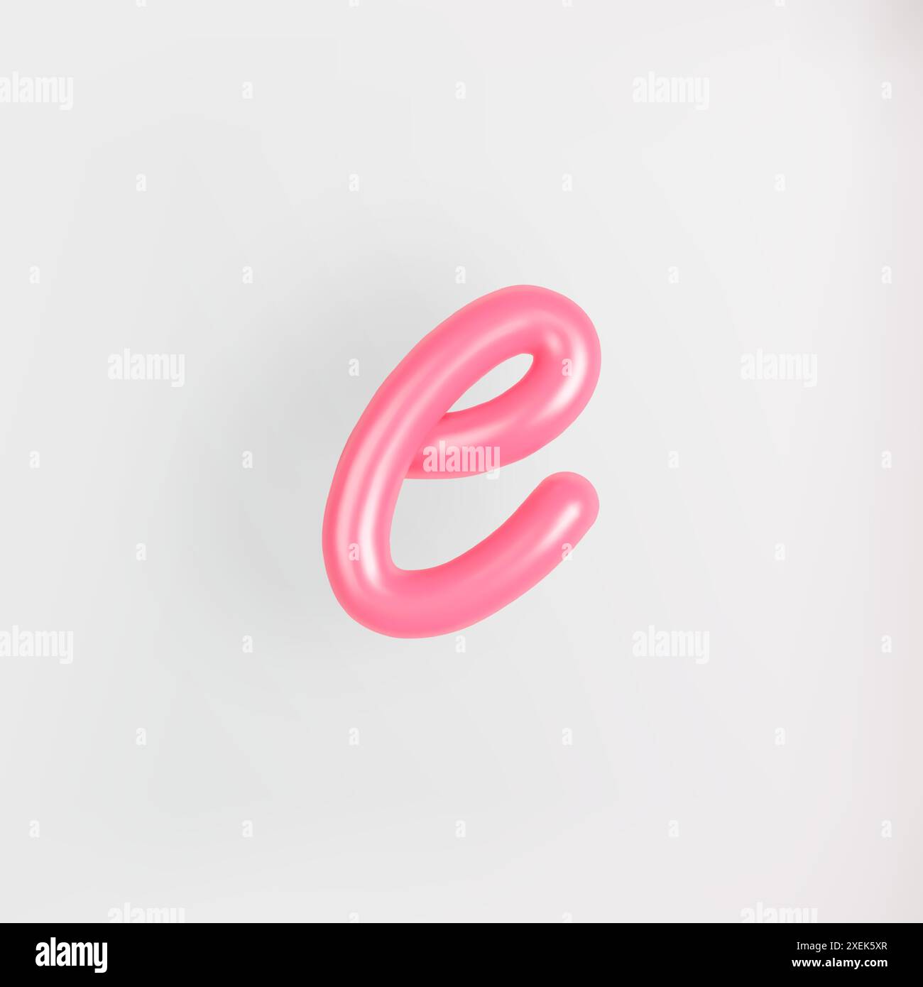 3D Pink Script Lowercase Letter E on light background. Cute Cursive ...