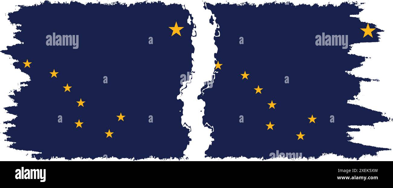 Alaska and Alaska states grunge brush flags connection, vector Stock ...