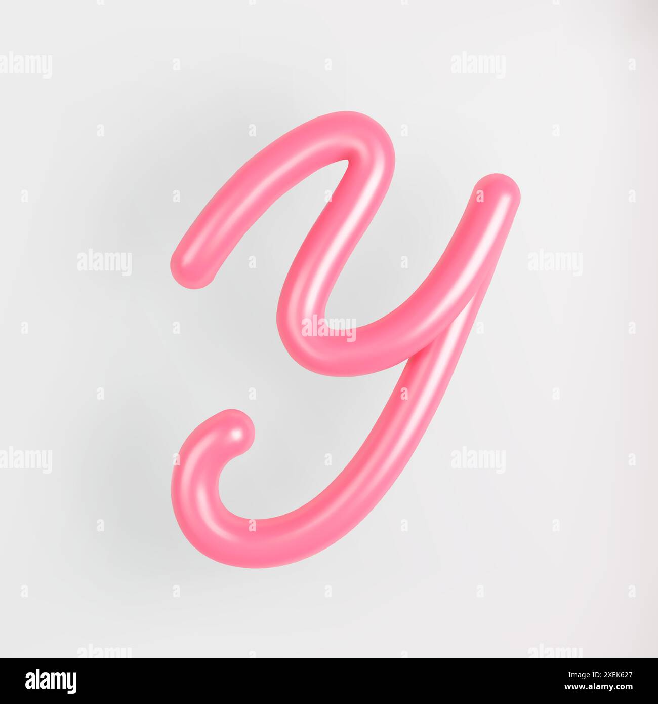 3D Pink Script Uppercase Letter Y on light background. Cute Cursive ...
