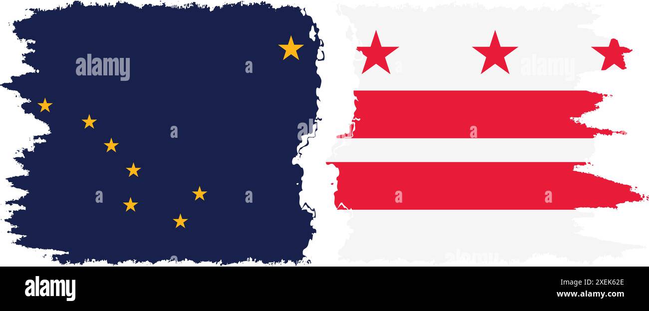District of Columbia USA - Washington, DC and Alaska state grunge brush ...