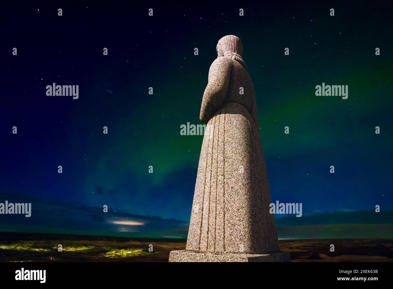 Iceland - march 20, 2023: statue landsyn by Strandarkirkja protestant ...