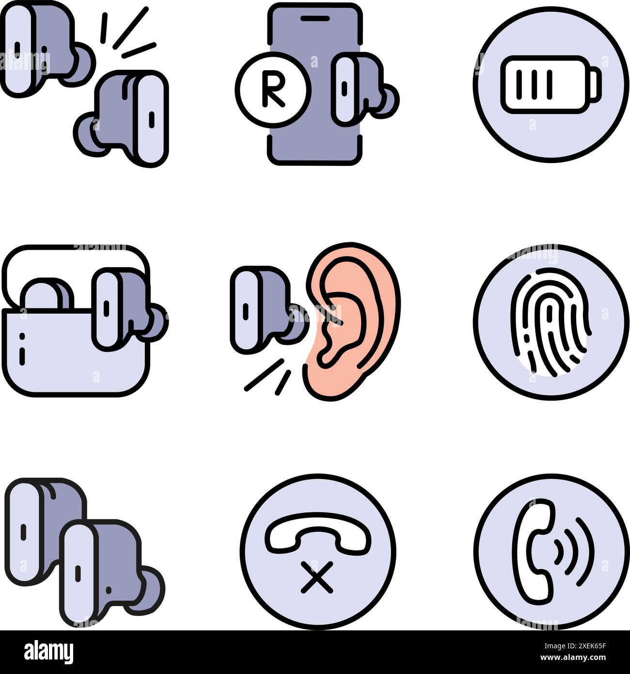 Wireless earbud color icons set. Vector simple icon for web design ...