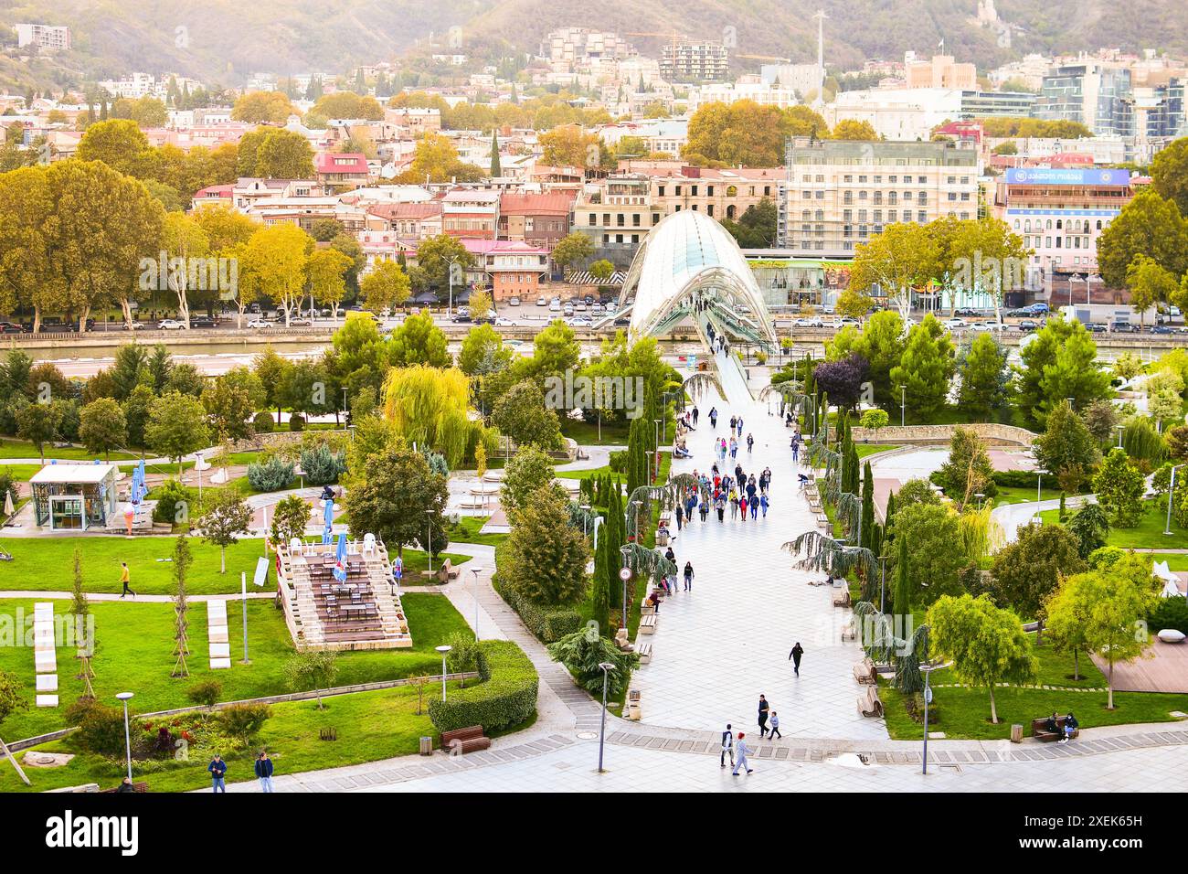 Tbilisi, Georgia- 4th october, 2023: tourist groups walking in Rike ...